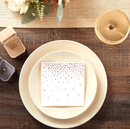 3ply Disposable Confetti Foil Rose Gold Cocktail Napkins, High Quality ...