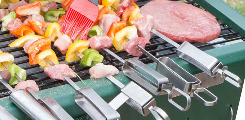 Grillart Kabob Skewers: Stainless Steel Flat Bbq Skewers With Slider ...