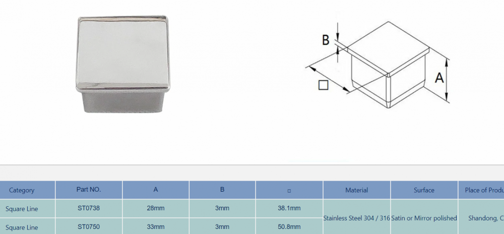 Stainless Steel Square End Cap, High Quality Stainless Steel Square End ...
