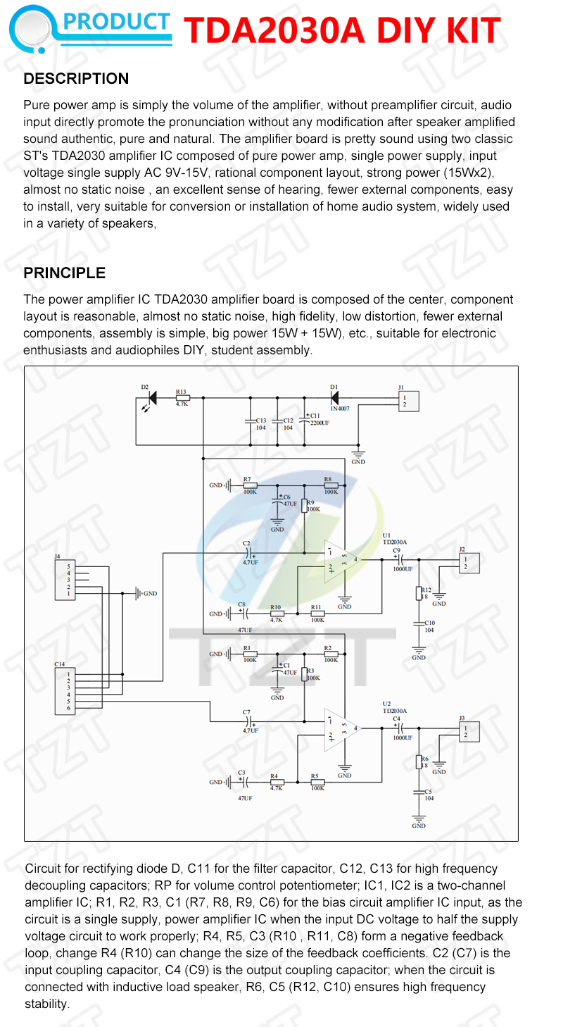 Tda2030a Diy Kit: Electronic Amplifier Dual Channel Power Board For ...