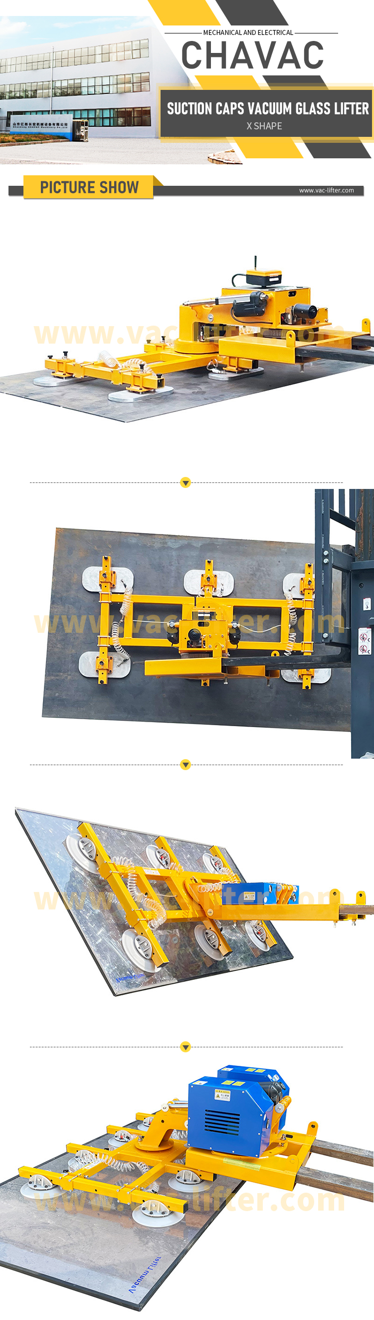 Ce Certified Forklift Fixture Vacuum Lifter For Glass Panels And Metal ...