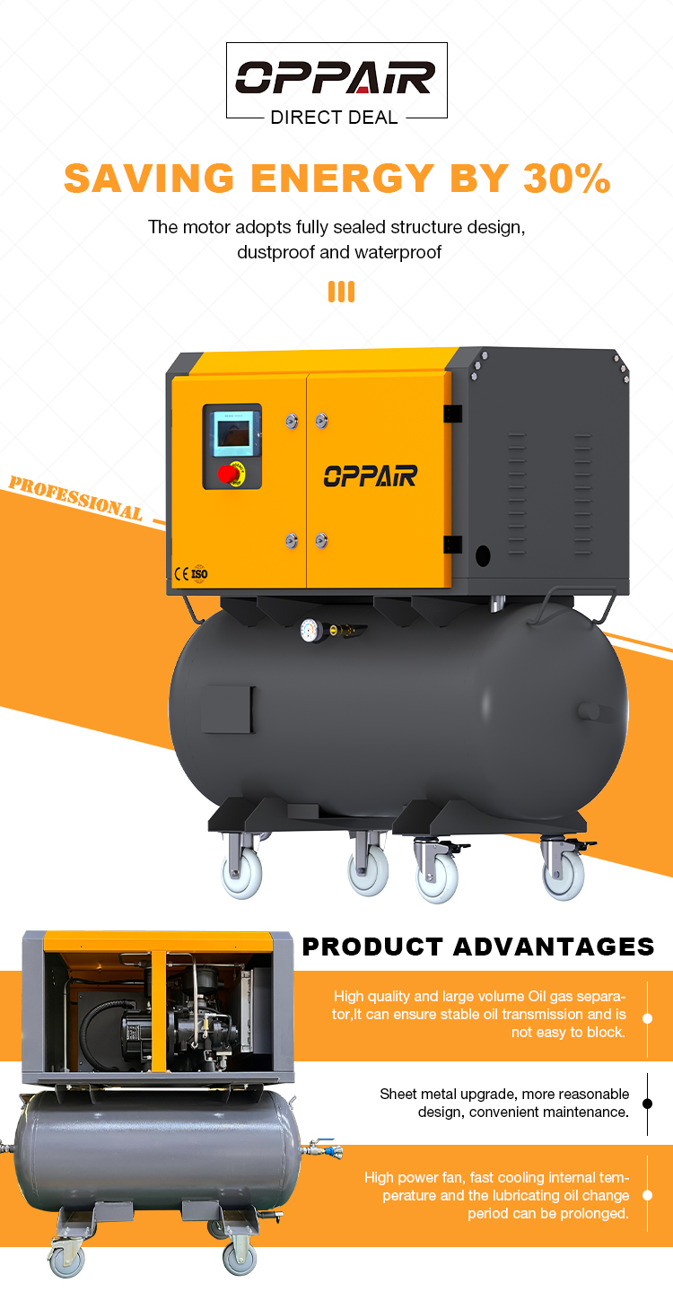 4kw 5hp 2-in-1 Integrated Single Phase Silent Compressor Screw Air ...