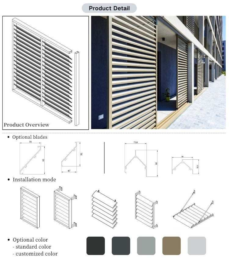 Fixed Aluminum Louver For Aesthetic Exterior Building Facade Cladding ...