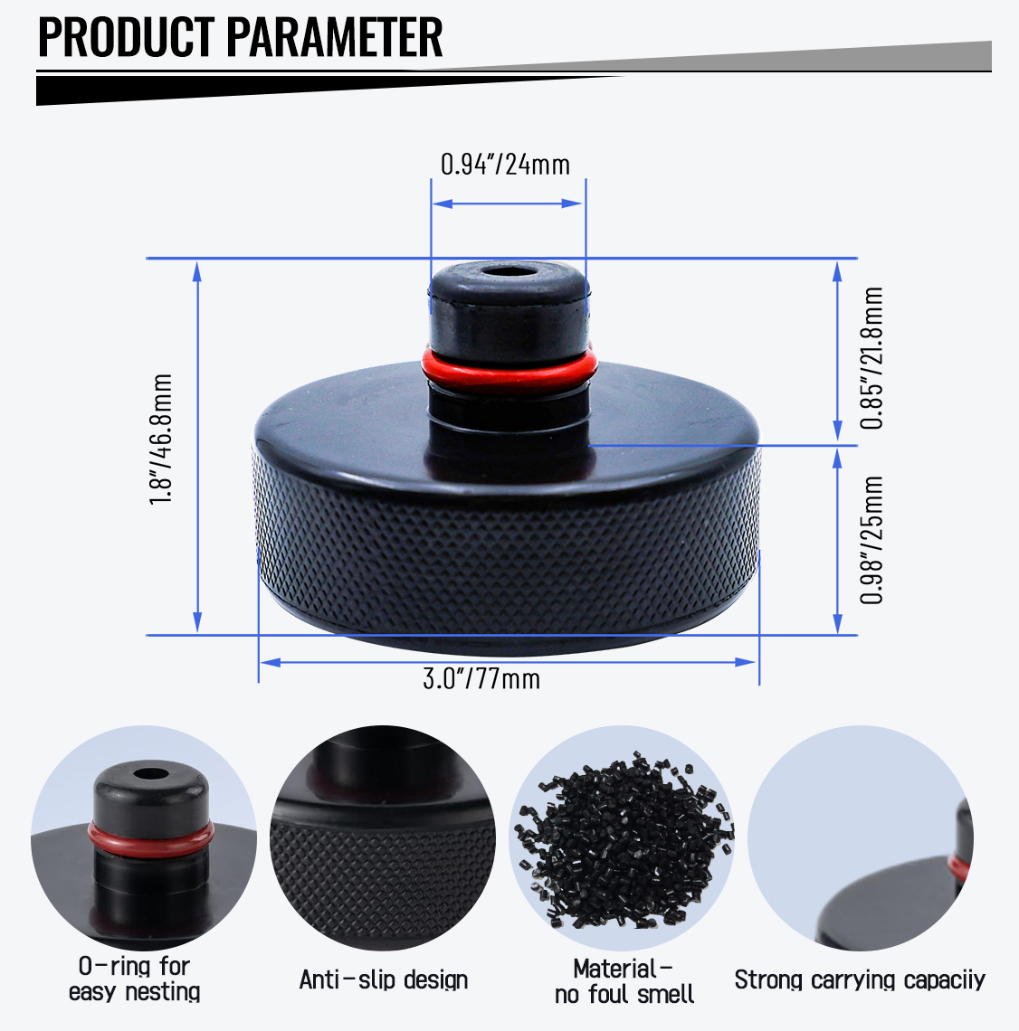 High-quality Vehicle Jack Rubber Pads: 4-piece Pack With Storage Case ...