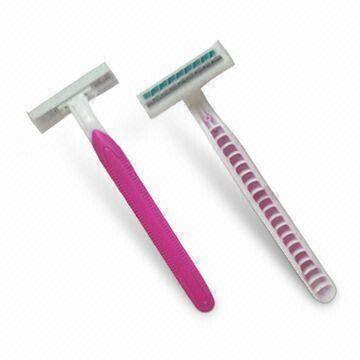 Lady's Disposable Razor With Lubricant Strip, Rubber Handle And ...