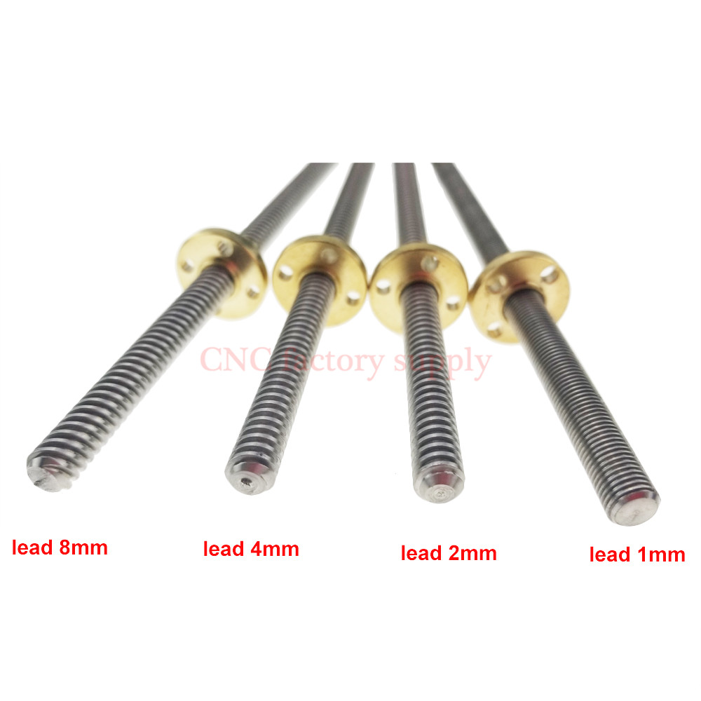 T8 Lead Screw Od 8mm Pitch 2mm Lead 4mm Length 800mm With Brass Nut 3d Printers Part 8mm ...