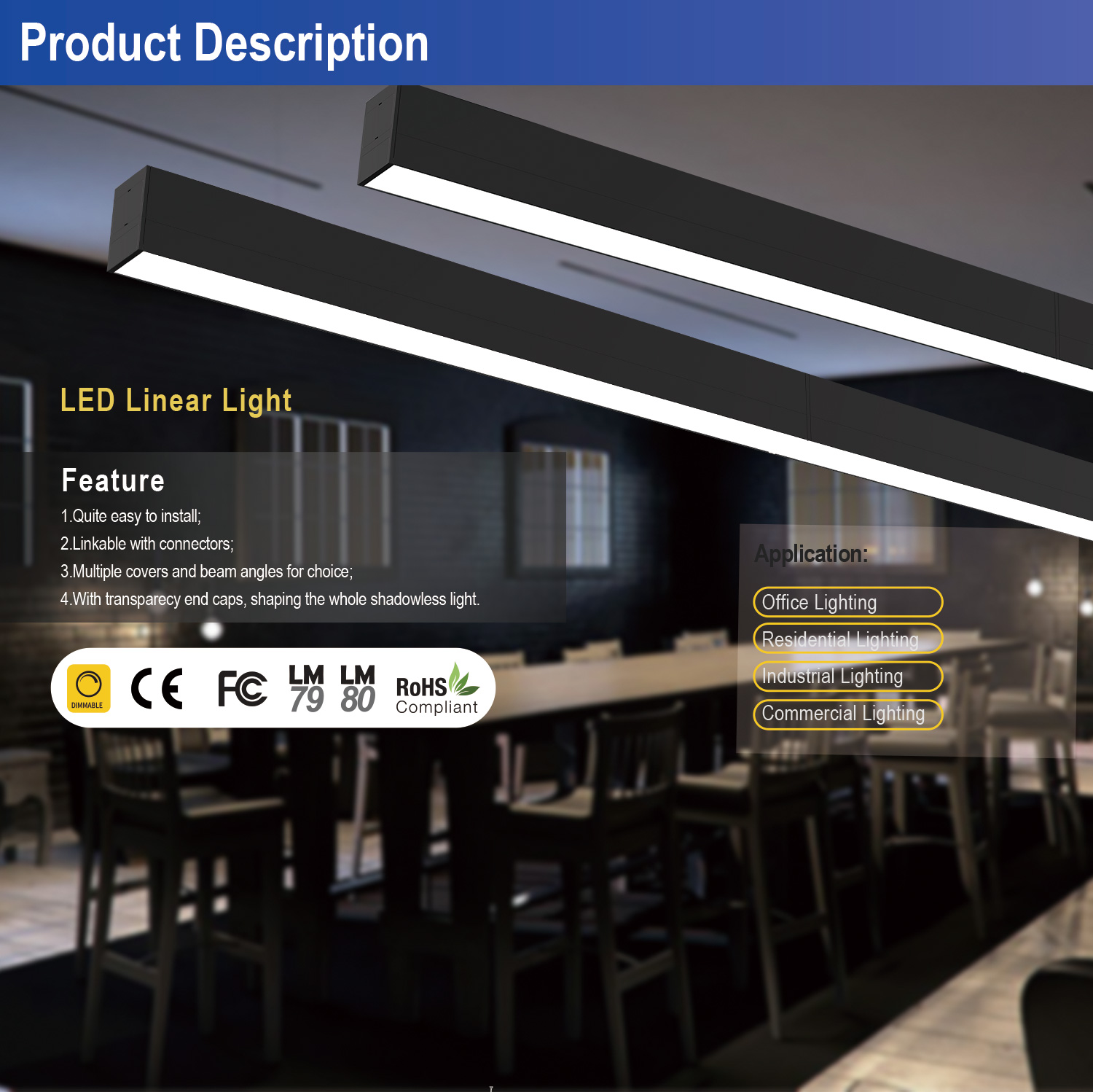 30w Linear Light Fixture For Dining Room, High Quality 30w Linear Light ...