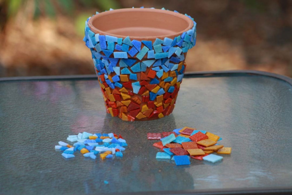 Diy Flower Pot With Different Glass Mosaics, High Quality Diy Flower ...