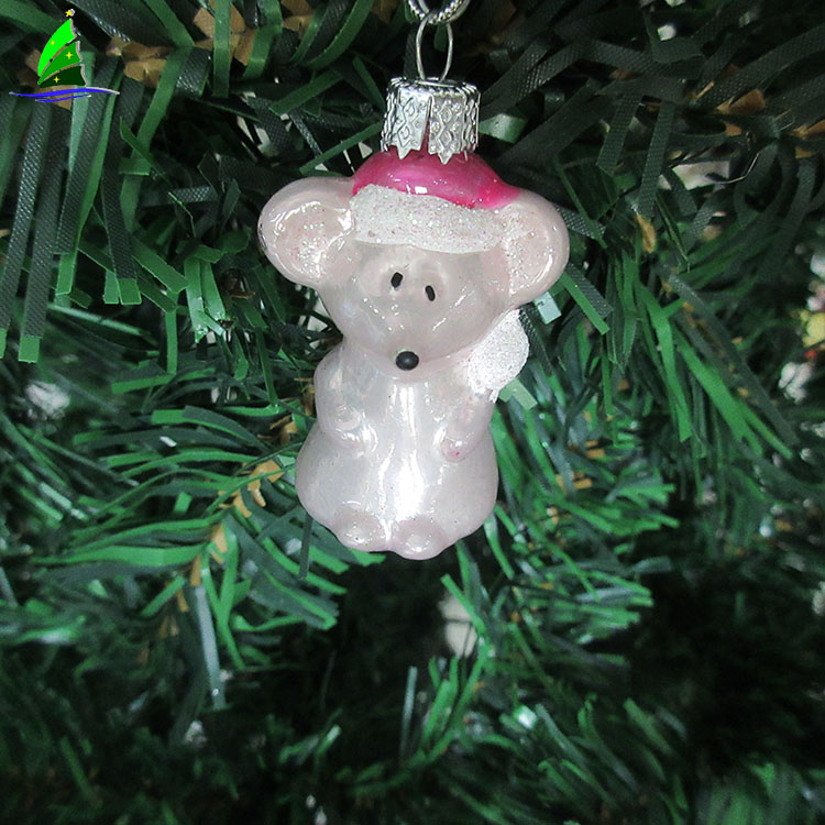 Artdargon China Supplier White Glass Mouse Ornament With Christmas Hat ...