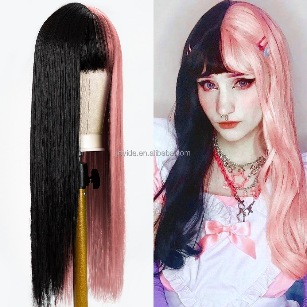 Halloween High Temperature Fiber Red And White Two Color Long Hair ...