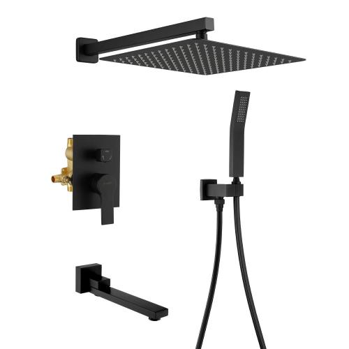 Black Wall Mount Concealed Shower Set, High Quality Black Wall Mount ...