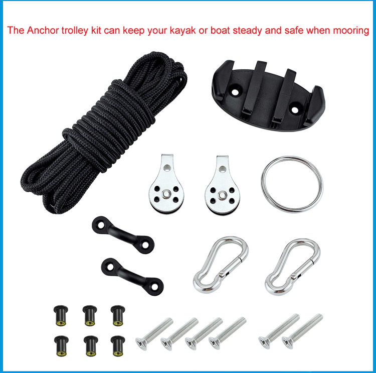 Water Sports Kayak Canoe Anchor Trolley Kit Cleat Rigging Ring Pulleys ...