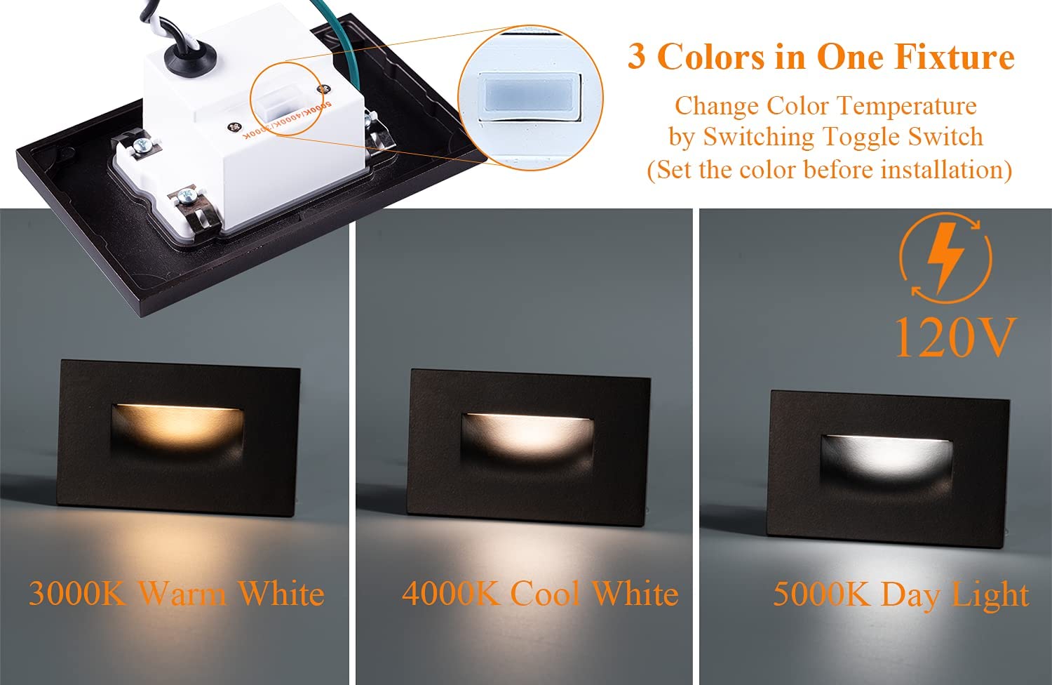 Ip 67 3.5w Led Step Light - 150lm Indoor/outdoor Stair Lighting With 3 ...
