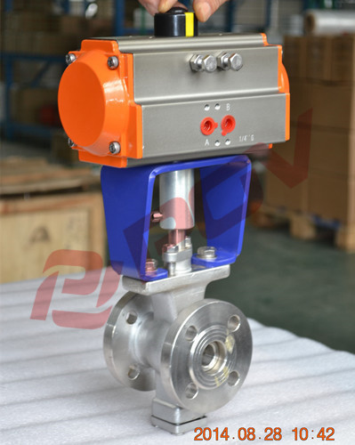 Flanged V Type Pneumatic Ball Valve Dn65, High Quality Flanged V Type ...