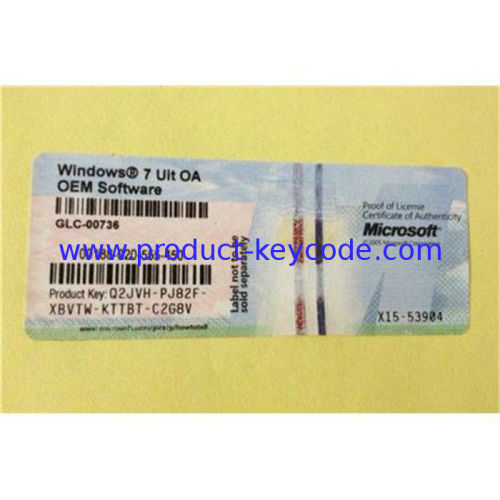 Windows Product Key Sticker For Windows 7 Ultimate Oem Software ...