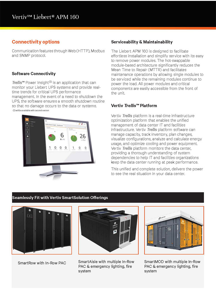 Vertiv Liebert Apm160 Precision 160kva Modular Ups For Modular Data ...