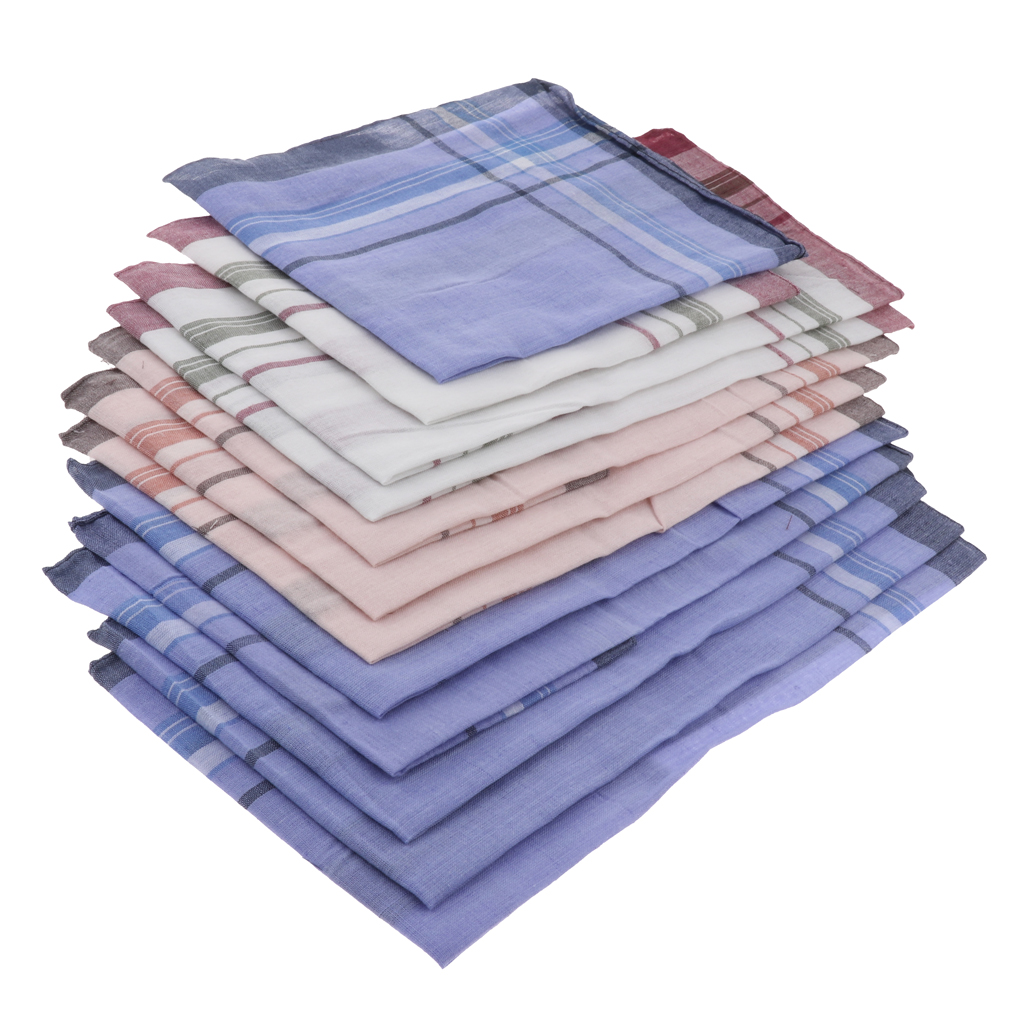 12pcs Fashion Men Plaids Cotton Pocket Handkerchiefs Pocket Square ...