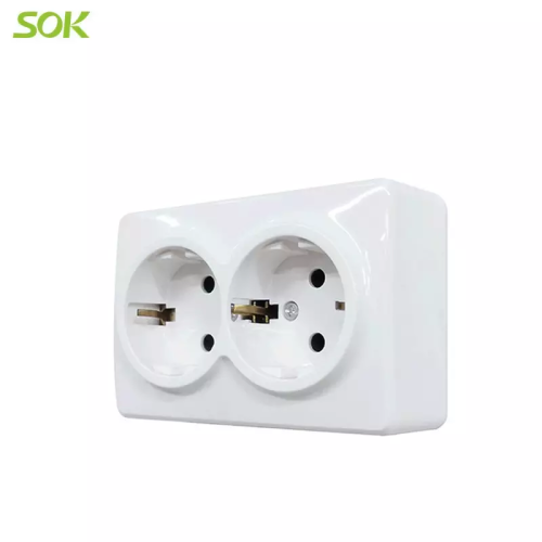 Schuko Power Outlet With Shutter Surface Mounted Sockets, High Quality Schuko Power Outlet With ...