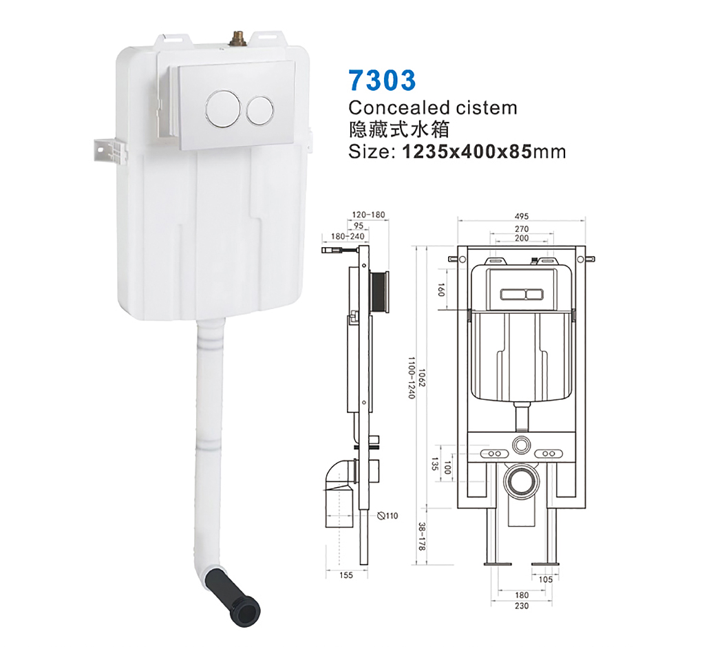 Modern Wall Hung Toilet System With Dual-flush Concealed Cistern, High ...
