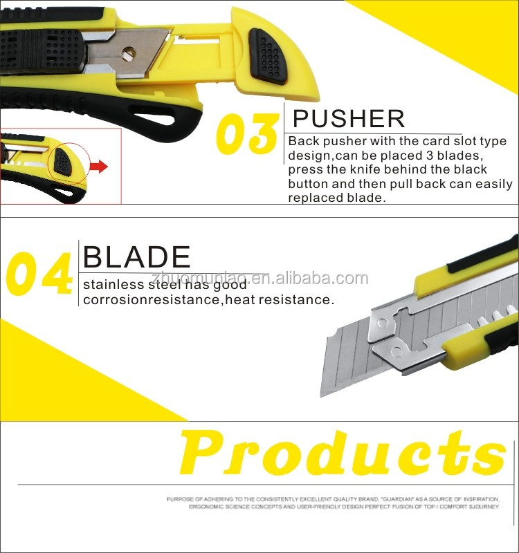 Auto Loading Utility Knife Custom Plastic Utility Knife With 3 Blades ...