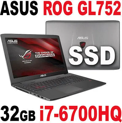 Asus Rog 32gb 1tb Ssd Gl752 17.3 Skylake I7-6700hq Nvidia 960m Laptop ...