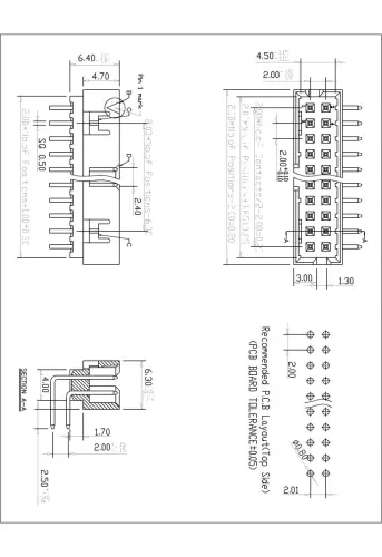 2.00mm(.079") Pitch Shrouded Pcb Box Header Through-hole/tht 90° H=6.40 ...