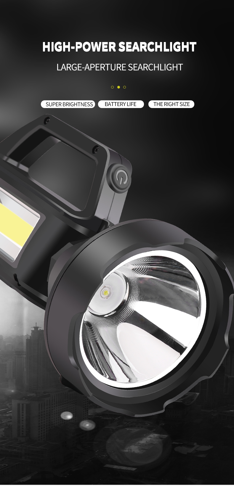 Usb Recharge Power Display Searchlight Patrol Flashlight, High Quality ...