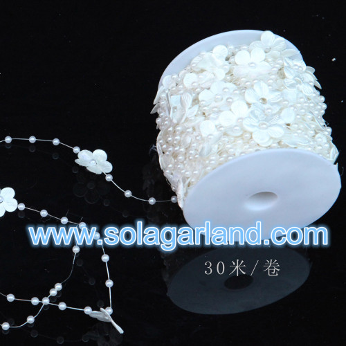 98 Feet(30meter)/roll Cream White Flower Pearl Bead String, High ...