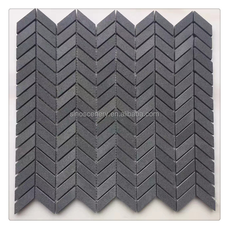 Fishbone Granite Mosaic Dark Grey Granite At Competitive Prices, High ...
