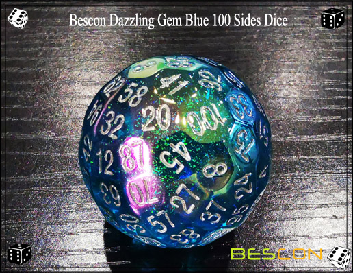 Bescon Dazzling Blue 100 Sided Dice, Game Dice D100, Polyhedral Solid ...