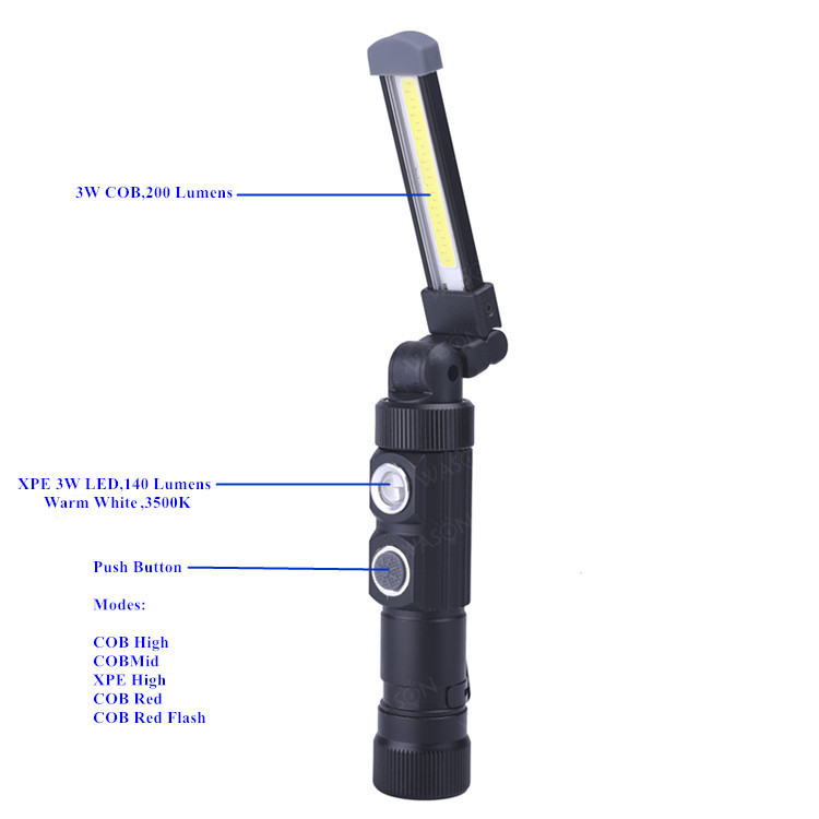 360°rotate Rechargeable Cob Magnetic Work Light, High Quality 360 ...