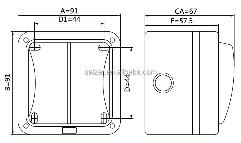 Salzer Saf2-a003 2 Gang 2 Way Waterproof Ip66 Switches 20a 250vac With ...