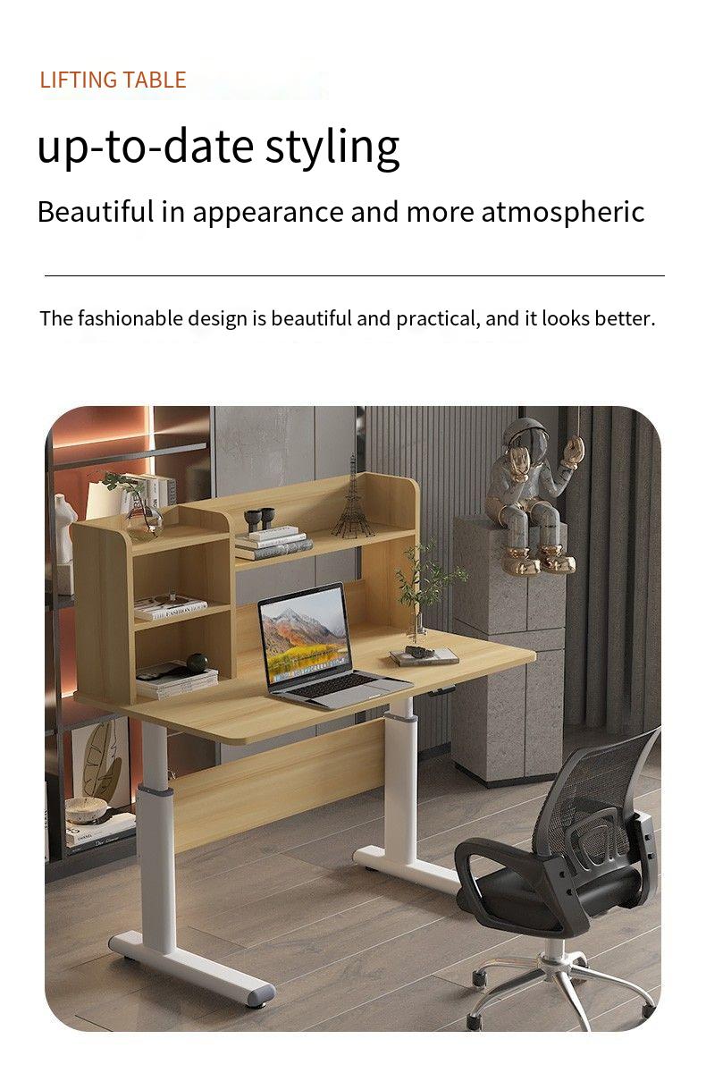 Hand-cranked Lifting Table With Bookshelf For Home Study And Office Use ...