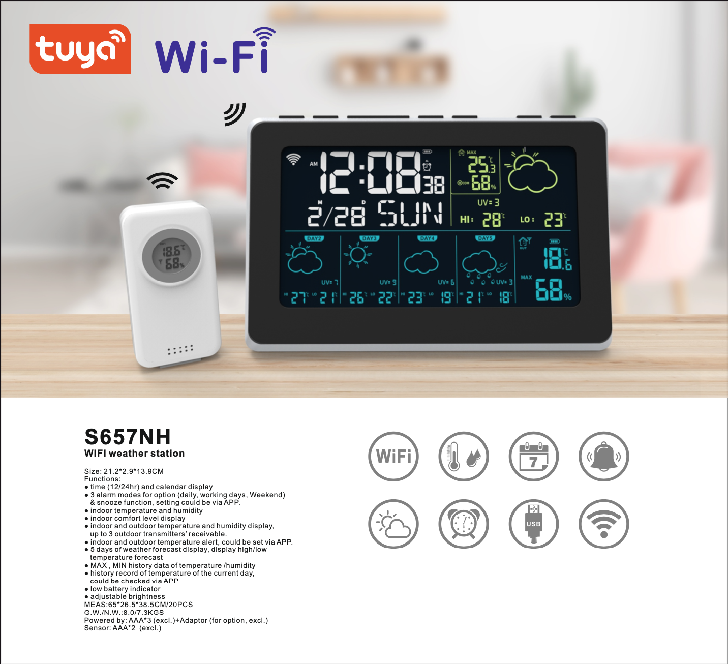 Tuya Smart Multi Channel Wifi Weather Station With Outdoor Wireless ...
