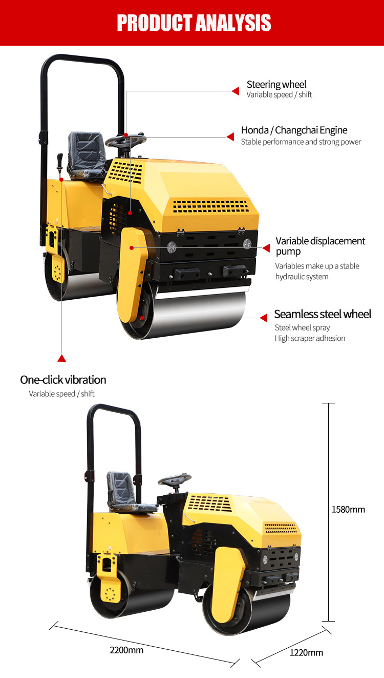 Hengwang Hw1t Full Hydraulic 1 Ton Vibratory Road Roller, High Quality ...