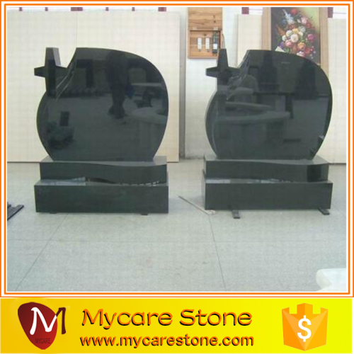 Fine Craft Black Granite Gravestone With Carved Cross Tombstone, High ...