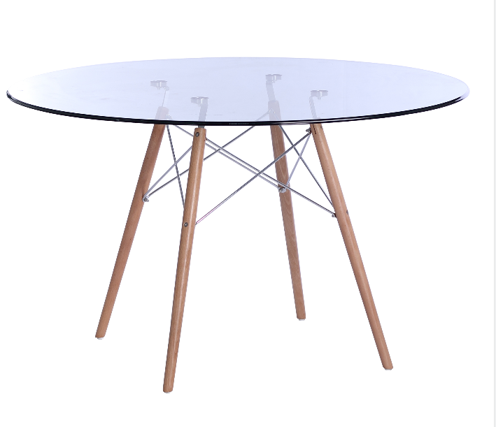 Round Glass Top Dining Table With Wood Base, High Quality Round Glass ...