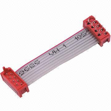 Custom Flat Ribbon Cables Assembly With Micro Match 1.27mm Red Idc Socket And Red Idc Plug, High ...