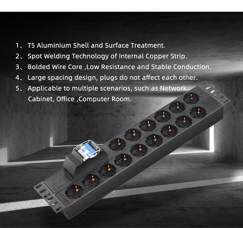 19 Inch Rack Pdu With 16a Power Supply, 15 Outlets, Germany Standard ...