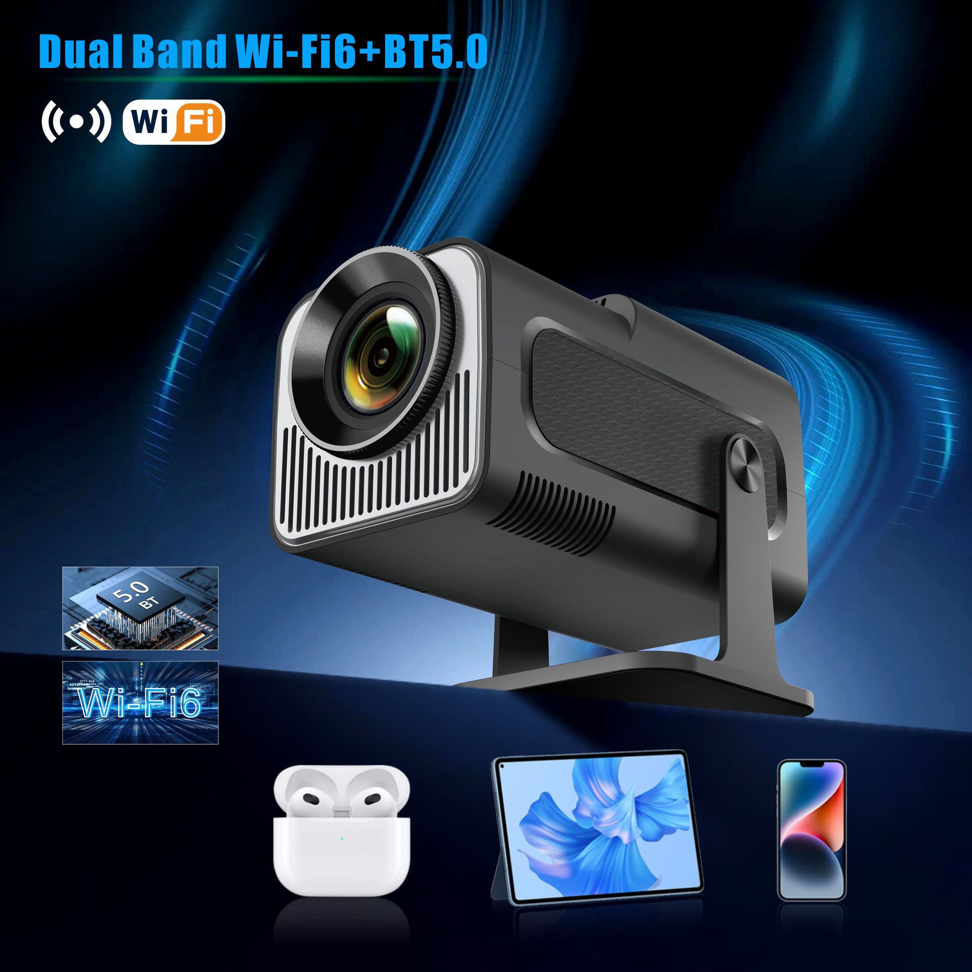 Mini Hy320 Black Led Android 11 Portable 3d Projector With 200ansi 720p ...