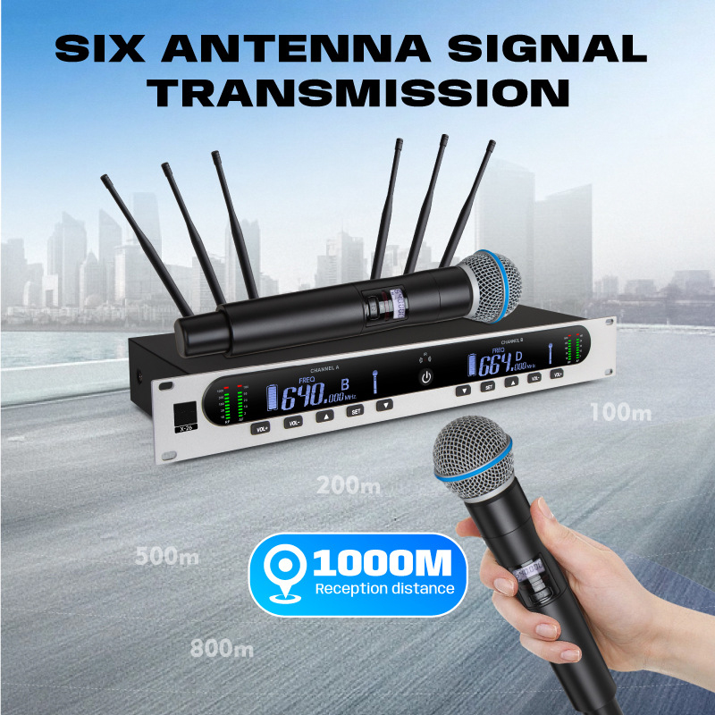 Xtuga X-26 True Diversity Wireless Microphone System For Church ...