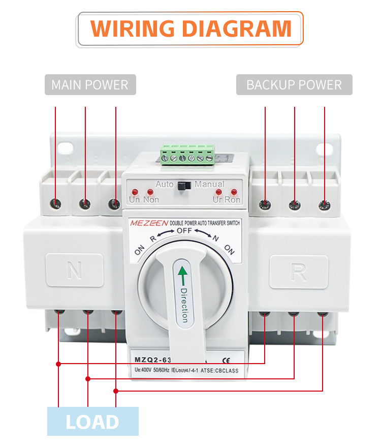 3 Phase 63a Automatic Transfer Switch For Ac400v, High Quality 3 Phase ...