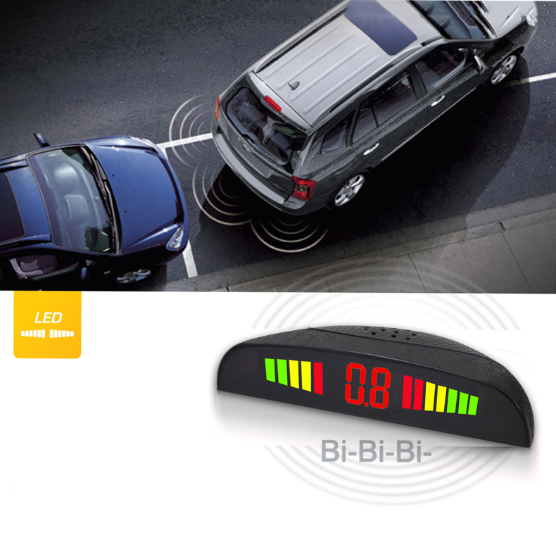 Car Parking Sensor Kit With 4 Sensors Led Display Detector Security ...