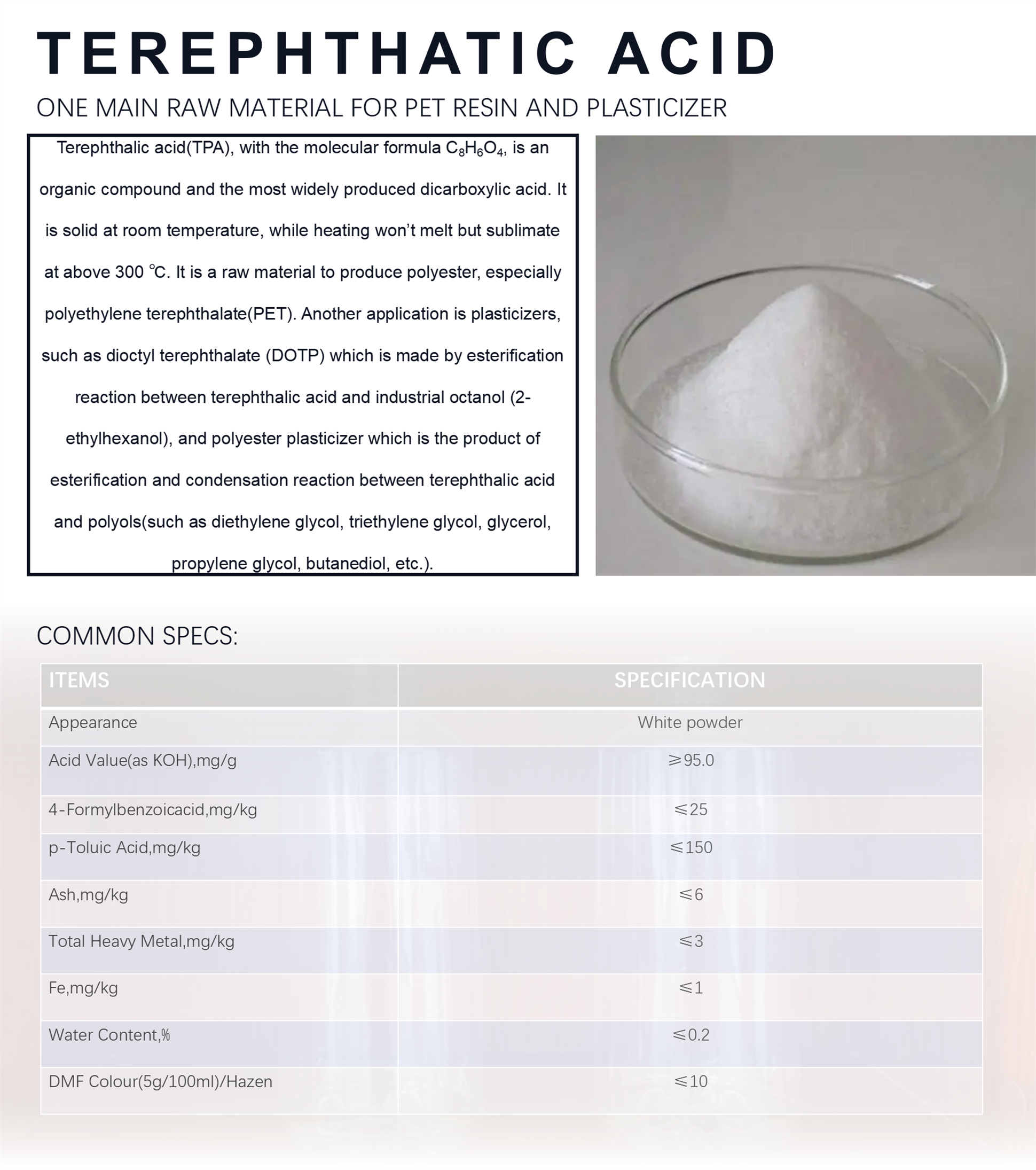 Hosome Tpa Purified Terephthalic Acid Powder - Raw Material For Pet ...