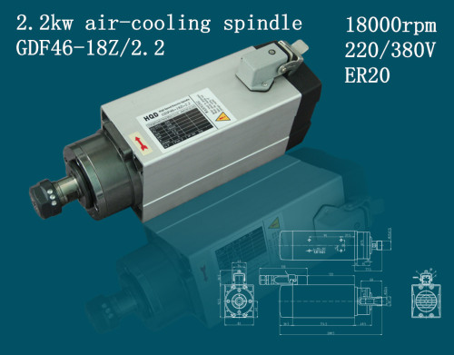 2.2kw Air-cooling Cnc Spindle Gdf46-18z/2.2, High Quality 2.2kw Air-cooling Cnc Spindle Gdf46 ...