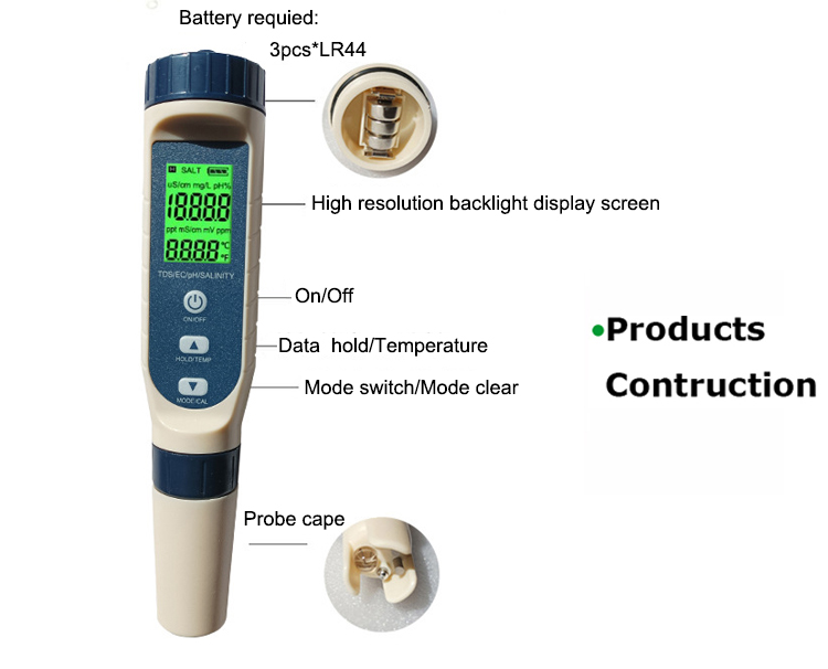 5-in-1 Digital Hydrogen Meter For Home Farm Hydroponics And Laboratory ...