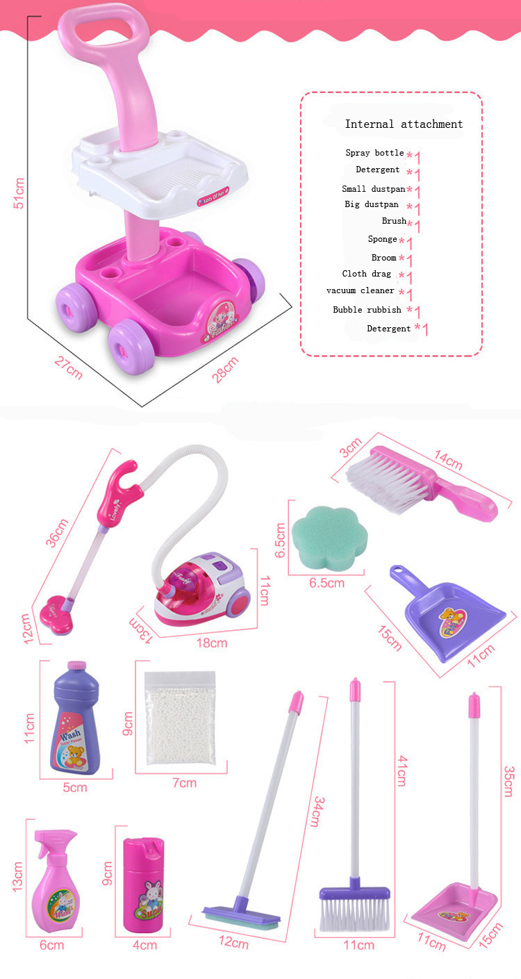 New Product Pretend Play Kids Cleaning Set Plastic Toy Cleaning Trolley ...