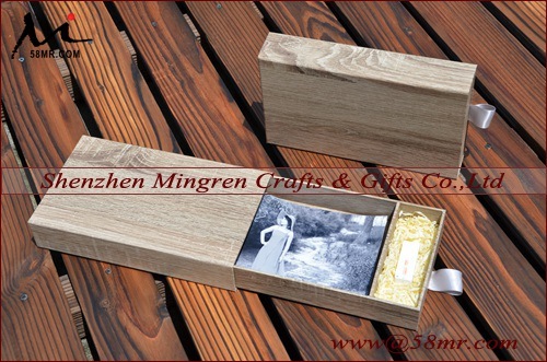 6x4 And 6x8 Wooden Texture Sliding Drawer Usb Packging Gift Box With ...