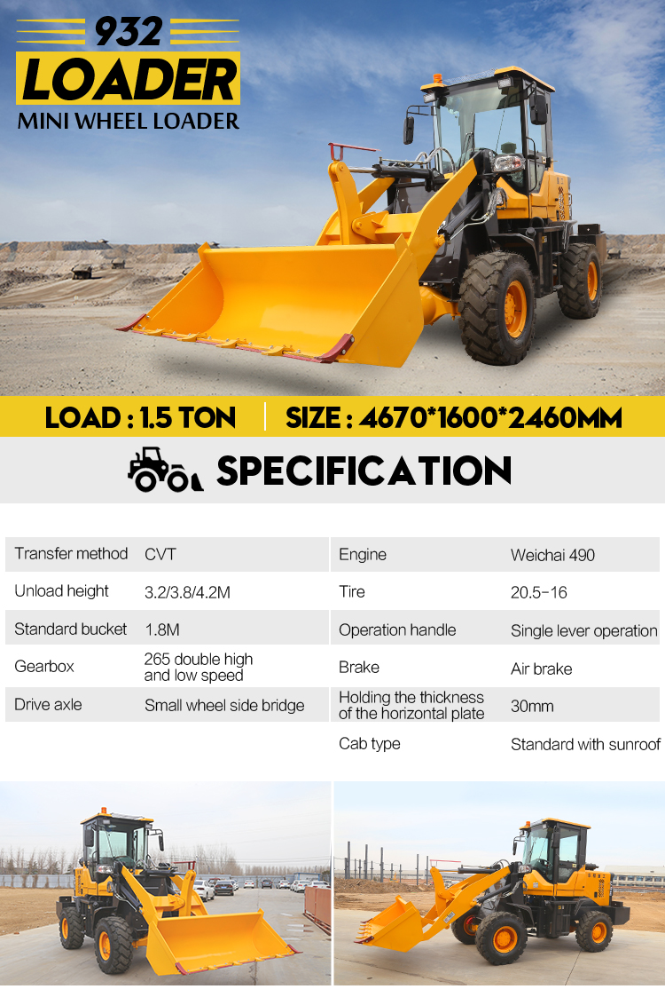 3.0ton Mini Wheel Loader Hoflader Radlader พร้อม 4wheel คุณภาพสูง 3 ...