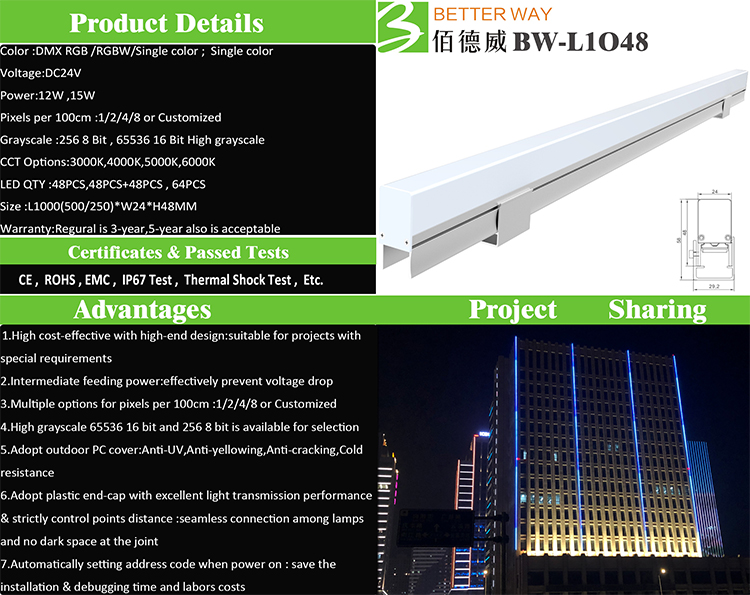 8 Pixel Linear Bar Rgbw Dc24v Led Linear Bar Light For Outdoor Dmx ...